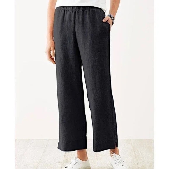 J. Jill | Pants & Jumpsuits | J Jill Love Linen Pants Black Wide Leg ...